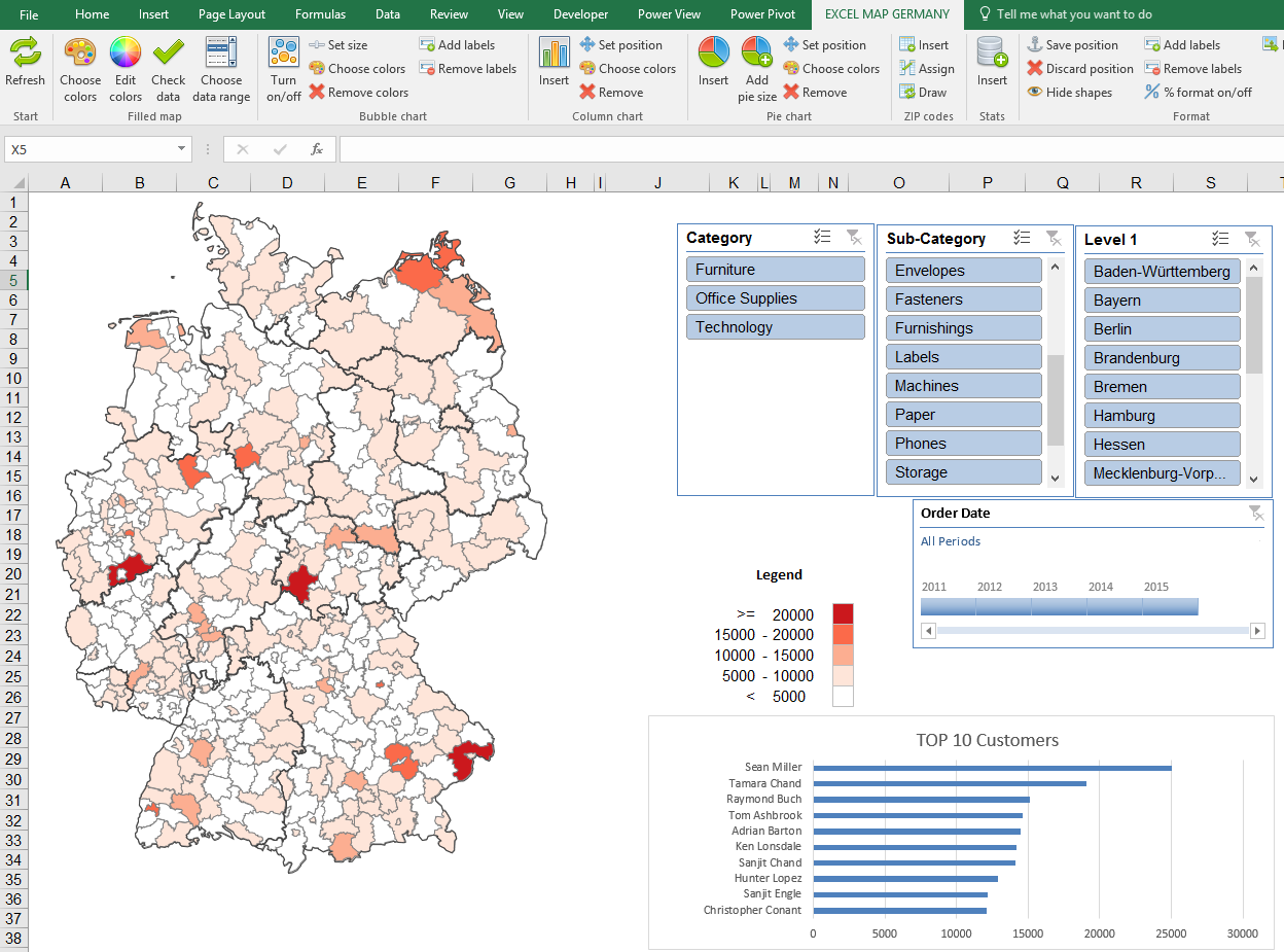 Dashboards – Excel-Karte.de – Excel Add-In für Maps & Karten